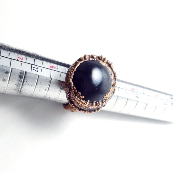 Handmade | Accessories | Black Glass Copper Plated Ring | Poshmark